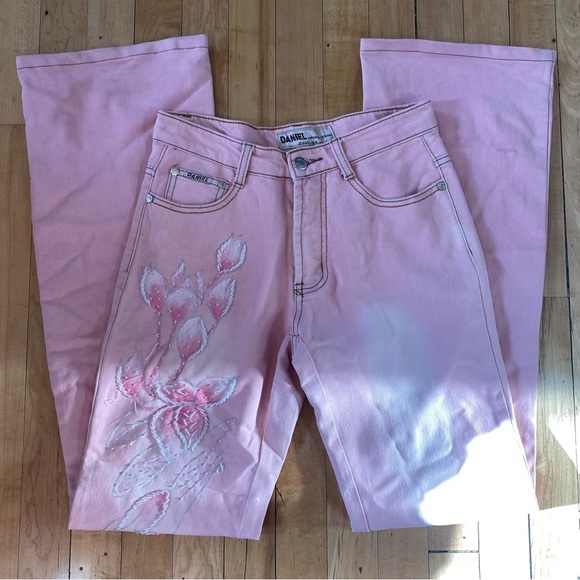 Jeans | Vintage Embellished Pink Flare Jeans | Poshmark